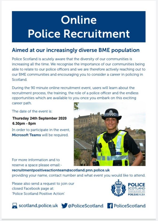 Police Scotland call for BME recruits – The NEN – North Edinburgh News