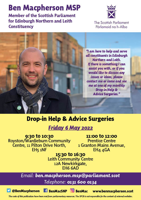 Ben Macpherson surgeries tomorrow – The NEN – North Edinburgh News