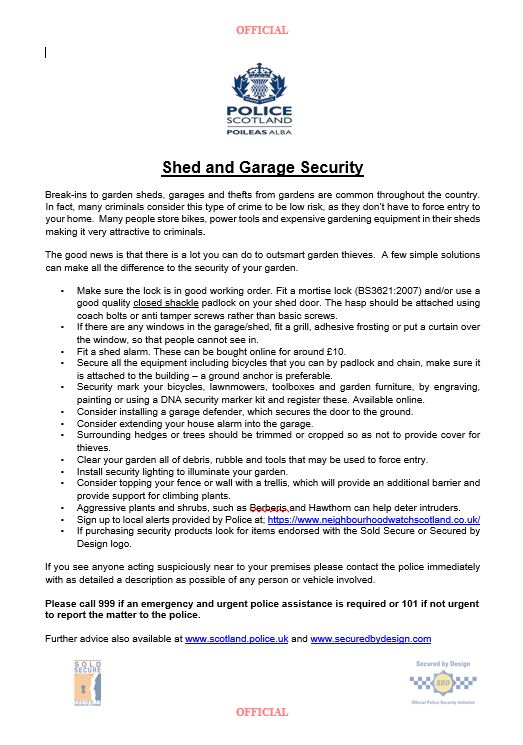 Police advice: Keeping your sheds and garages safe – The NEN – North ...