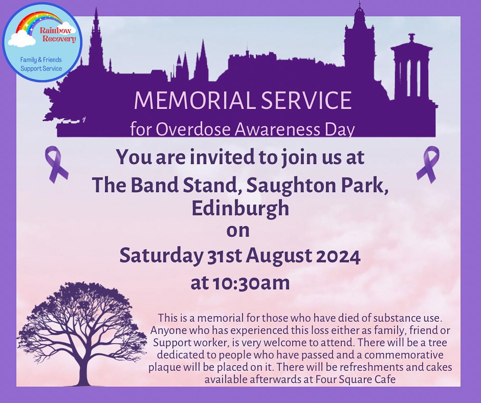 Overdose Awareness Day: Memorial Service at Saughton Park Bandstand ...