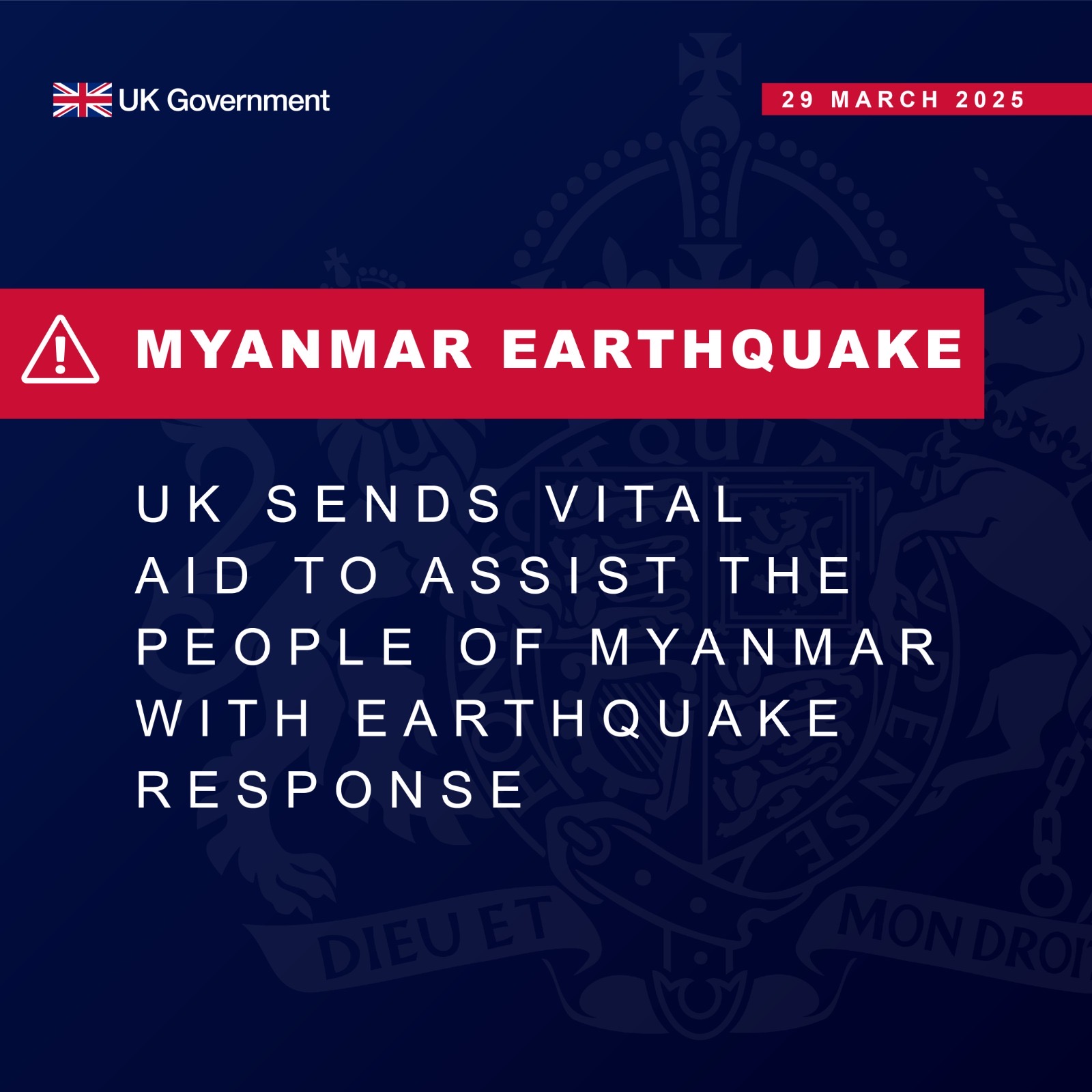 UK sends life-saving aid to Myanmar following devastating earthquake ...