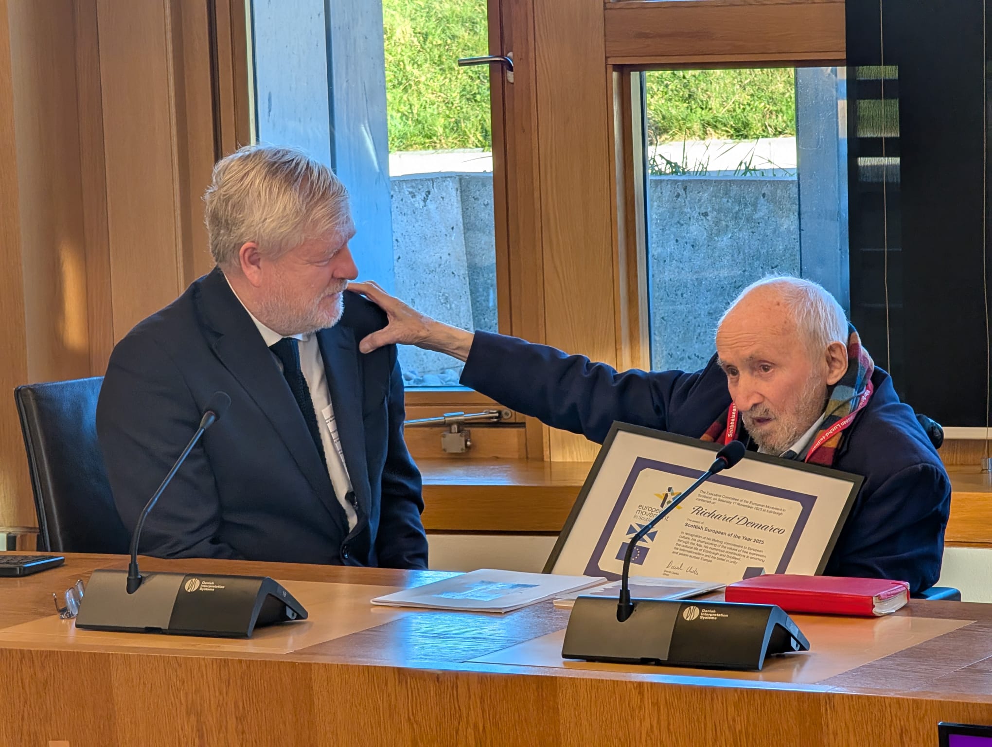 Cabinet Secretary Angus Robertson presents Richard Demarco with 2025 ...