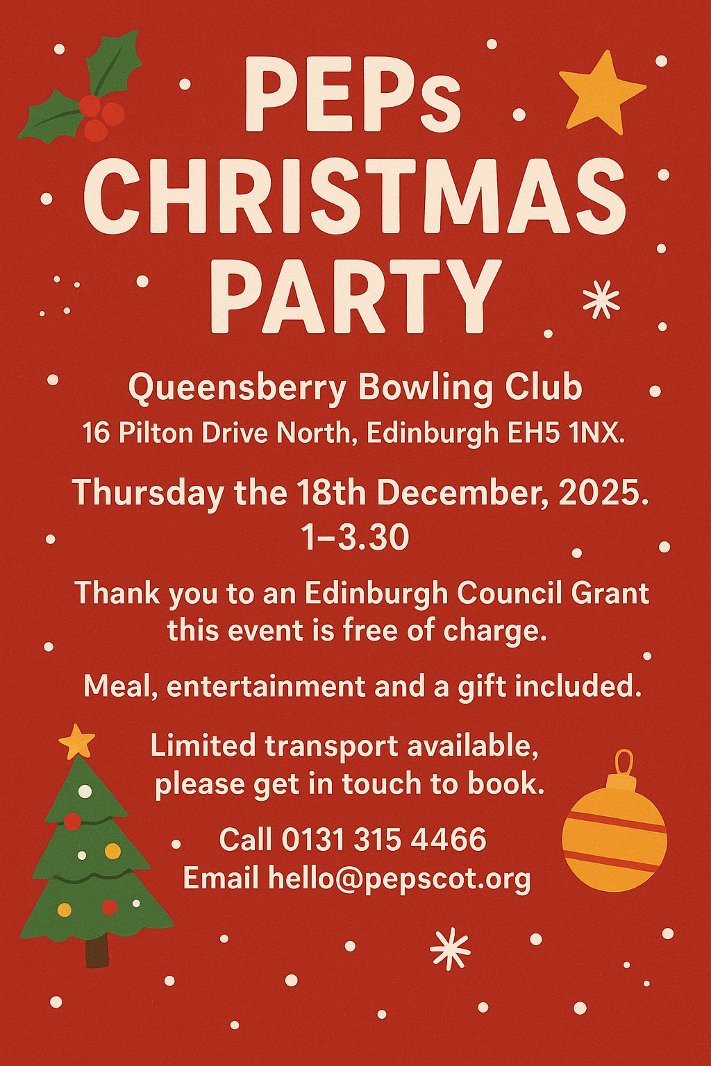 PEP Christmas Party: You’re Invited! – The NEN – North Edinburgh News